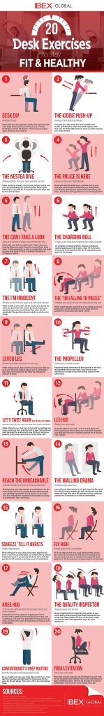 20 Desk Exercises to Stay Fit & Healthy | Infographic Portal