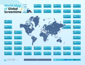 Worldwide Screetime Map - Infographic Portal