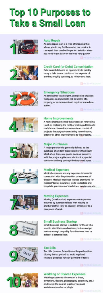 Top-10 Purposes To Take Small Loans - Infographic Portal